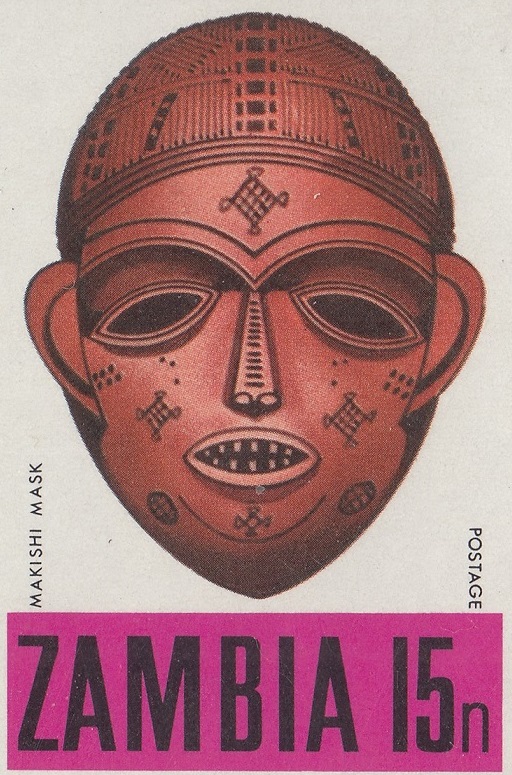 Zambia Philately: 1970 Zambian Traditional Crafts – 15n Makishi Mask ...